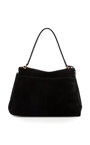 Balenciaga Rodeo Medium Waxed Suede Top Handle Bag - Black