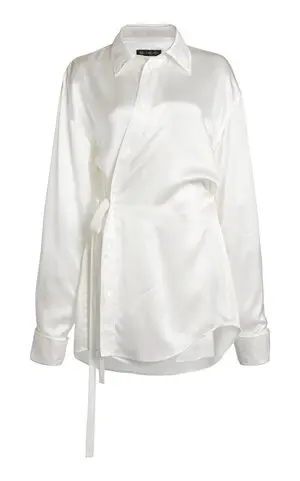 Balenciaga Silk-satin Wrap Shirt