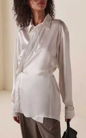 Balenciaga Silk-satin Wrap Shirt - Ivory