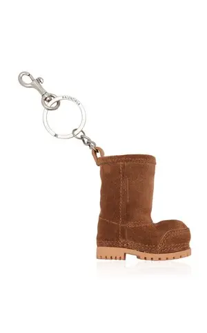 Balenciaga Mini Alaska Boot Suede Keyring - Brown