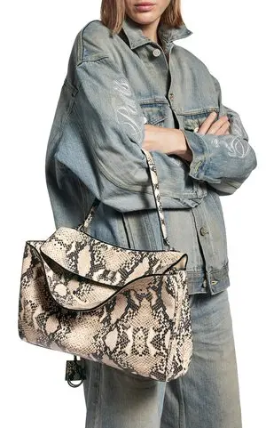 Balenciaga Rodeo Python-effect Top Handle Bag