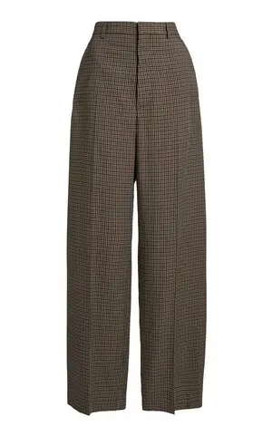 Balenciaga Tailored Check Wide-leg Trousers - Brown