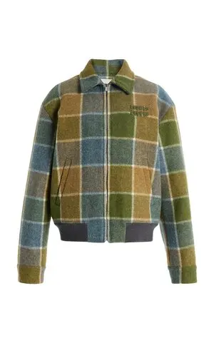 Miu Miu Checked Wool Blouson Jacket - Green