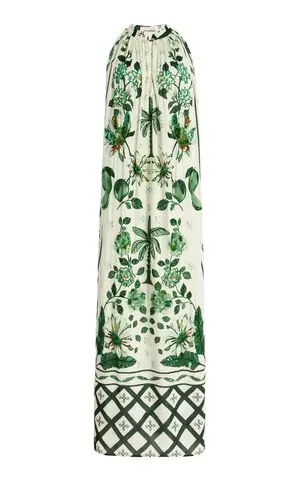 Verandah Exclusive Sundowner Hand-beaded Maxi Kaftan - Green