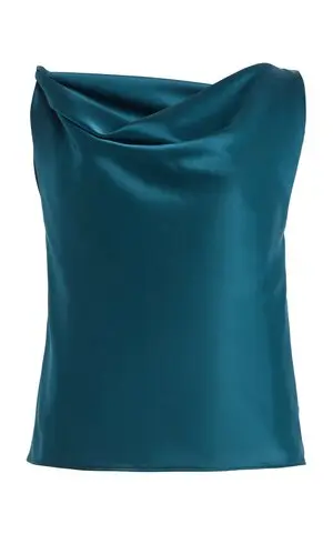 LESET Barb Sleeveless Satin Shell - Blue