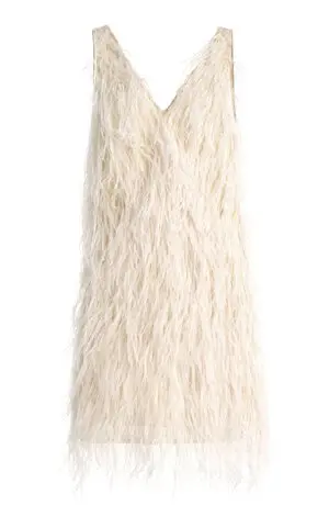 TWP Feather And Bead-embellished Silk Mini Dress