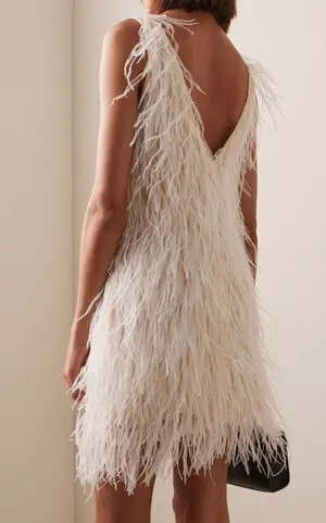 TWP Feather And Bead-embellished Silk Mini Dress