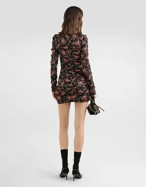 Dolce & Gabbana Rose Bouquets-print Long Satin Dress - Multicolor