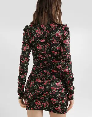 Dolce & Gabbana Rose Bouquets-print Long Satin Dress - Multicolor