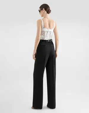 Dolce & Gabbana Wool Gabardine Wide Leg Trousers - Black