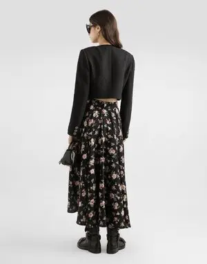 Dolce & Gabbana Roses-print Charmeuse Circle Skirt - Multicolor