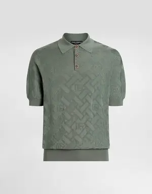 Dolce & Gabbana Micro-dot Stitch Silk Polo Shirt - Grey