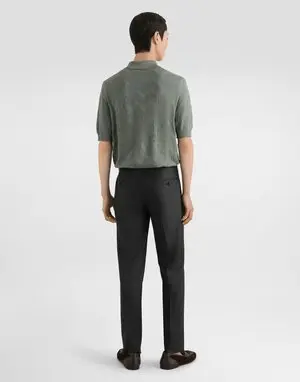 Dolce & Gabbana Micro-dot Stitch Silk Polo Shirt - Grey