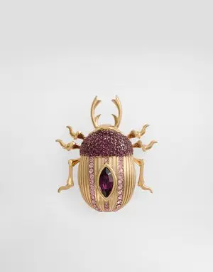 Dolce & Gabbana Beetle-shaped Rhinestone Pin - Purple