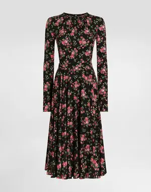 Dolce & Gabbana Rose Bouquets-print Charmeuse Dress