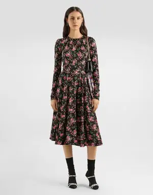 Dolce & Gabbana Rose Bouquets-print Charmeuse Dress