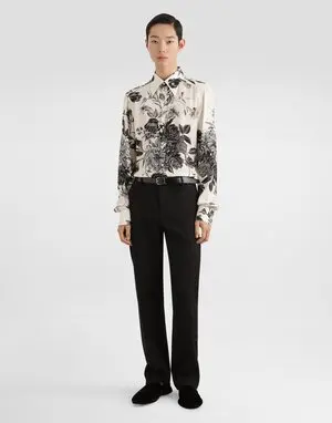 Dolce & Gabbana Flower Bouquet-print Gold Jacquard Shirt