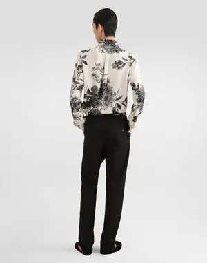 Dolce & Gabbana Flower Bouquet-print Gold Jacquard Shirt