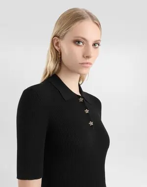 Dolce & Gabbana Ribbed Polo Sweater - Black