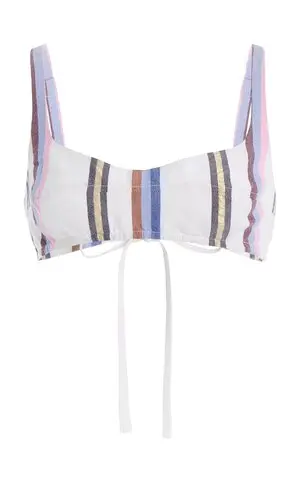 ILIO NEMA Raven Striped Cotton Bra Top - White
