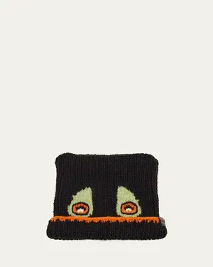 Loewe Futurist Cats Ribbed Wool-blend Beanie Hat - Black