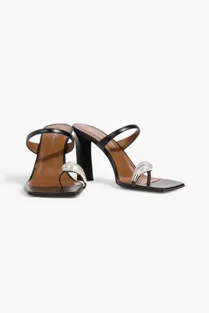 GIUSEPPE ZANOTTI Icon Ring 90 Crystal-embellished Leather Mules
