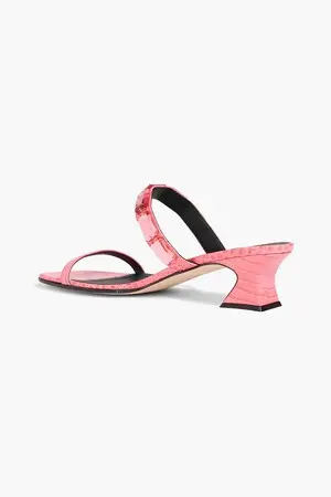 GIUSEPPE ZANOTTI Flaminia Square 45 Crystal-embellished Croc-effect Leather Mules