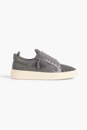 GIUSEPPE ZANOTTI Brushed Felt And Leather Sneakers - Gray