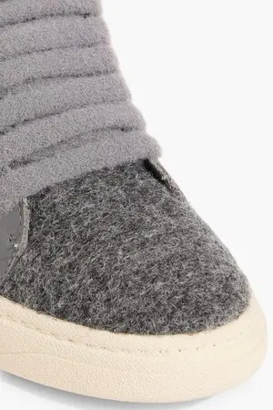 GIUSEPPE ZANOTTI Brushed Felt And Leather Sneakers - Gray
