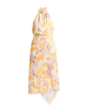 Patrizia Pepe Midi Floral-print Halterneck Dress - Orange