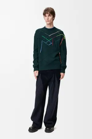 Loewe Sweater In Wool - Dark Green/multicolour