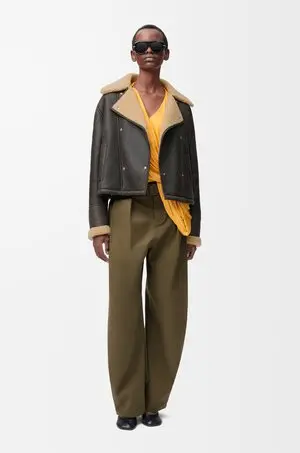 Loewe Cotton And Silk Gabardine Trousers - Khaki Green