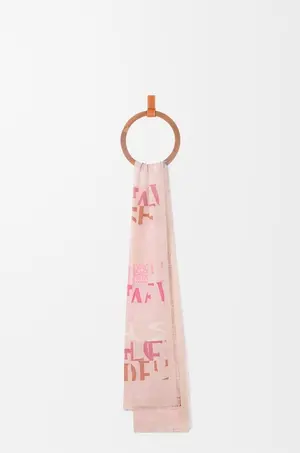 Loewe Scarf In Wool, Silk And Cashmere Blend - Pink Multitone