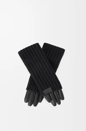Loewe Gloves In Cashmere And Nappa Lambskin - Black