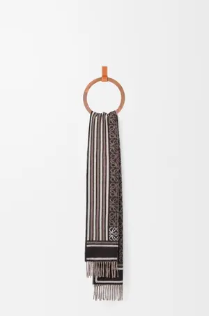 Loewe Scarf In Wool And Cashmere - Dark Coffee