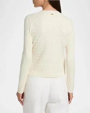 TOCCIN Elise Cable-knit Cardigan - Ivory