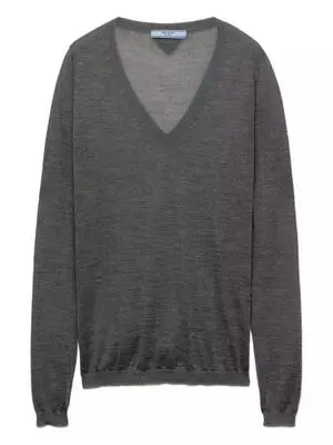 Prada Long-sleeve V-neck Sweater - Grey