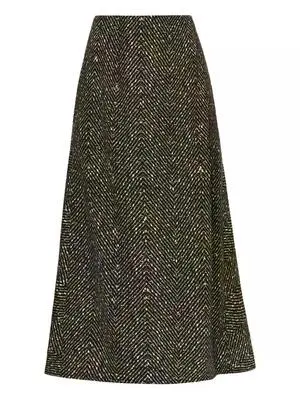 Oscar De La Renta Wool Midi Skirt - Black
