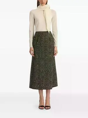 Oscar De La Renta Wool Midi Skirt - Black