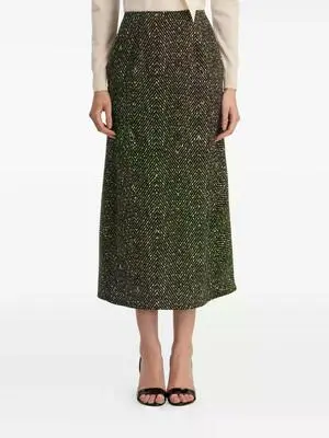 Oscar De La Renta Wool Midi Skirt - Black