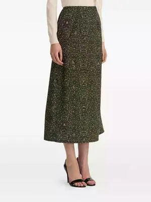 Oscar De La Renta Wool Midi Skirt - Black