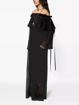 Nina Ricci Ruffled-bow Silk Maxi Dress