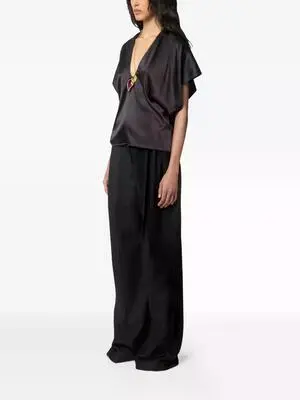 Nina Ricci V-neck Satin-silk Top