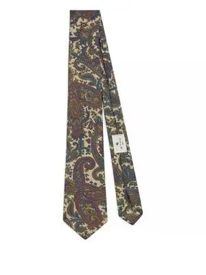 Etro Floral Paisley Silk Neck Tie - Neutrals