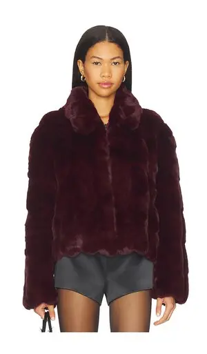 Bardot Sylvie Zip Faux Fur Jacket - Burgundy