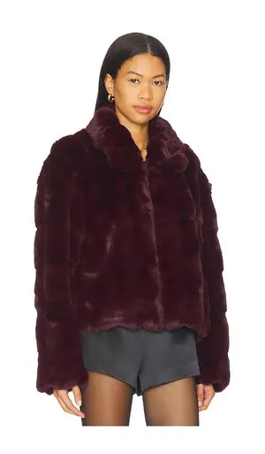 Bardot Sylvie Zip Faux Fur Jacket - Burgundy