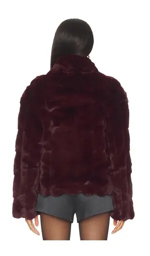 Bardot Sylvie Zip Faux Fur Jacket - Burgundy