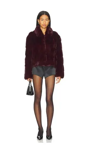 Bardot Sylvie Zip Faux Fur Jacket - Burgundy