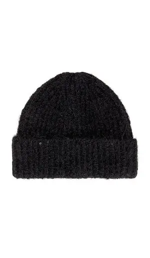 Jocelyn Rib Knit Cuffed Beanie - Black