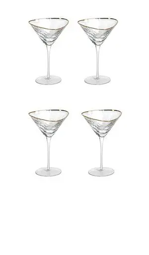 THE FAVORITES Aperitivo Triangular Martini Glasses Set Of 4 In Metallic Gold - Clear & Gold